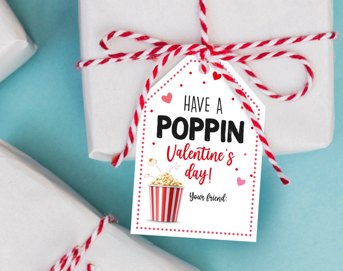 Printable Have a Popping Valentine's Day Card, Popcorn Valentine Tag ...