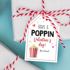 Printable Have a Popping Valentine's Day Card, Popcorn Valentine Tag ...