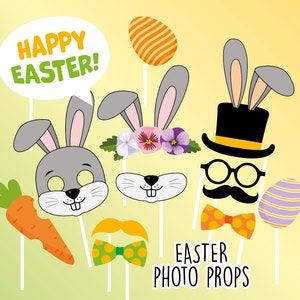 Easter Party Props, Easter Photo Booth Props. Bunny Props, Egg Props ...