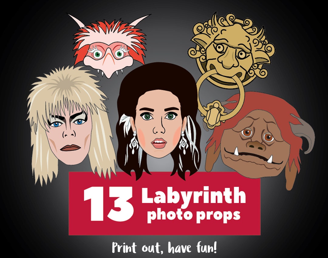 Labyrinth Birthday, Labyrinth Inspired Photo Props, Masks, Printable, Party Decorations, Digital ...