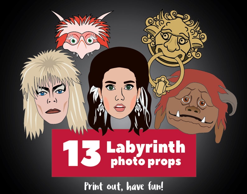 Labyrinth Birthday, Labyrinth Inspired Photo Props, Masks, Printable ...