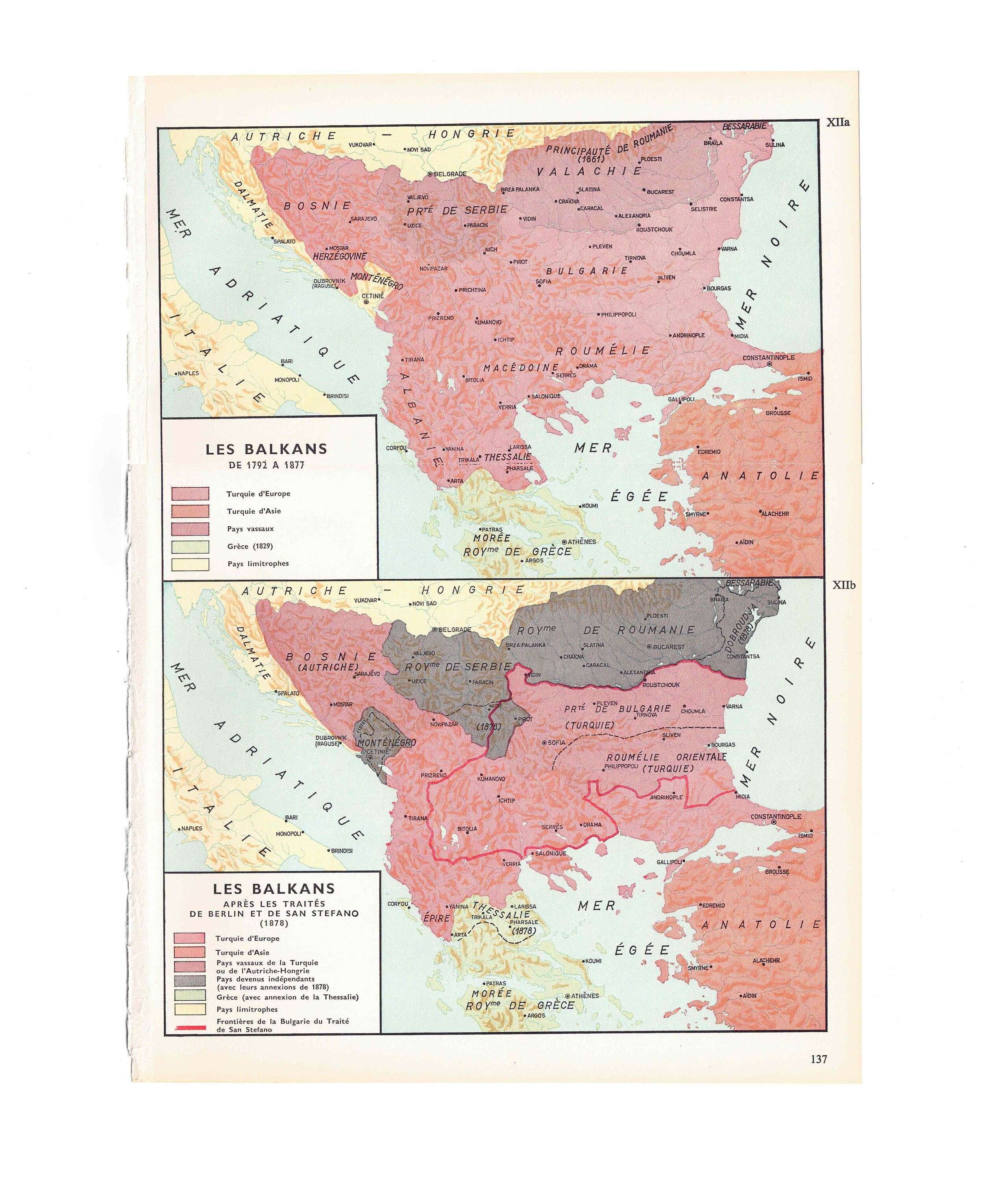 Map of the Balkans 1792-1877 and After 1878 Geographical Map Collection ...