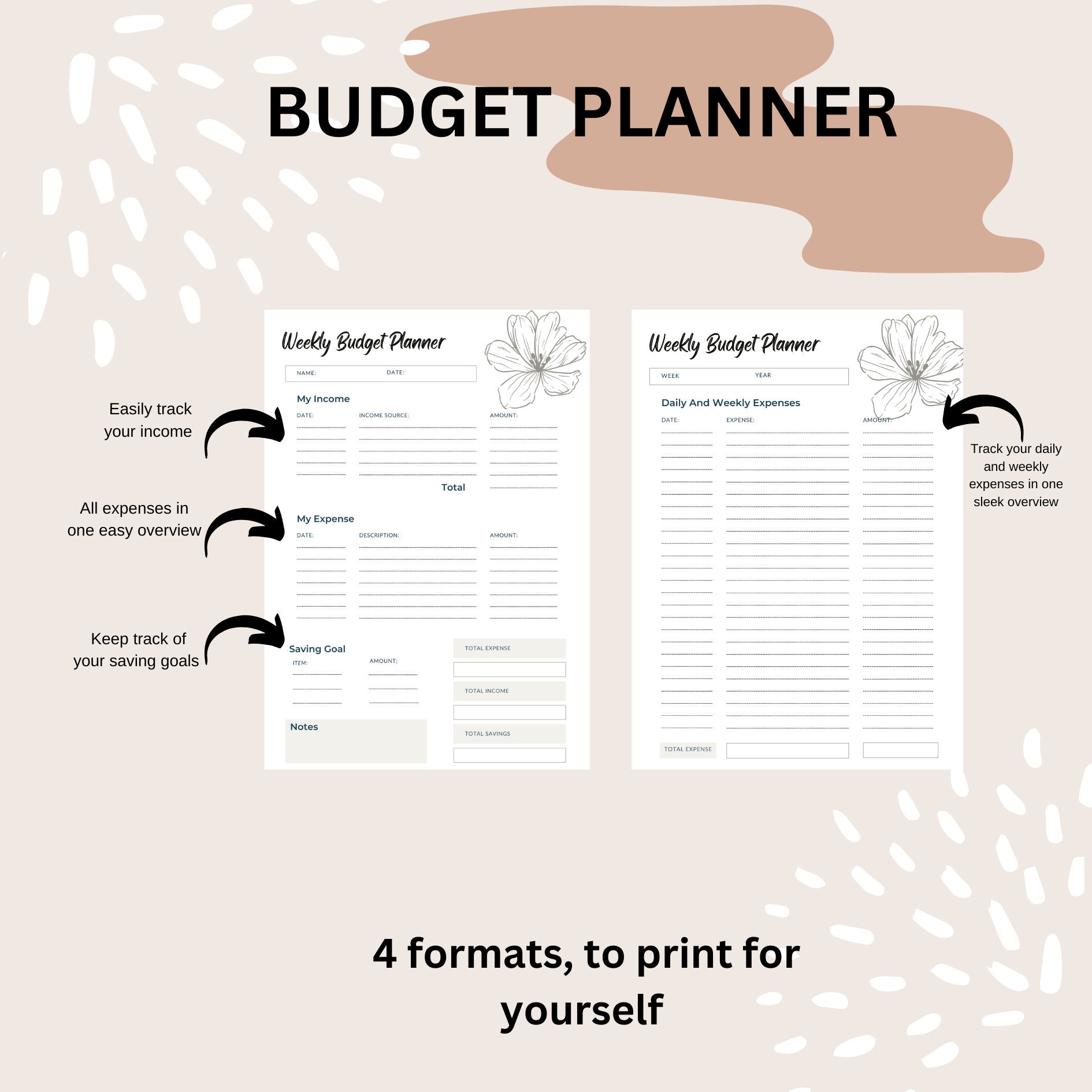 Budget Planner / Family Budget / Mum Budget / Household Budget Grey ...