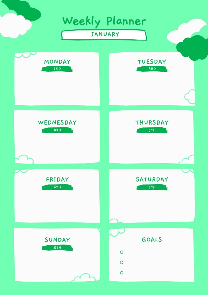 Weekly Planner Printable Template, Cute Design, Weekly Organizer ...