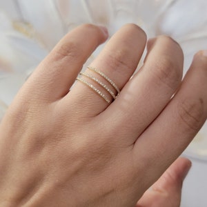14k Gold Triple Wrap Ring / Round Cut Lab Grown Eco Friendly Diamond ...