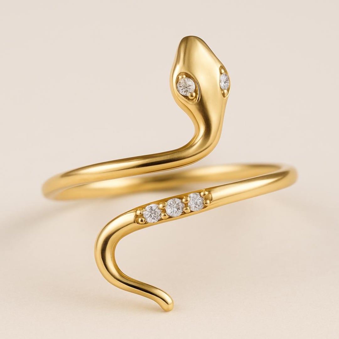 Serpent Viper 14k Yellow Gold Wrap Ring, Serpent Reptile Ring, Unique ...