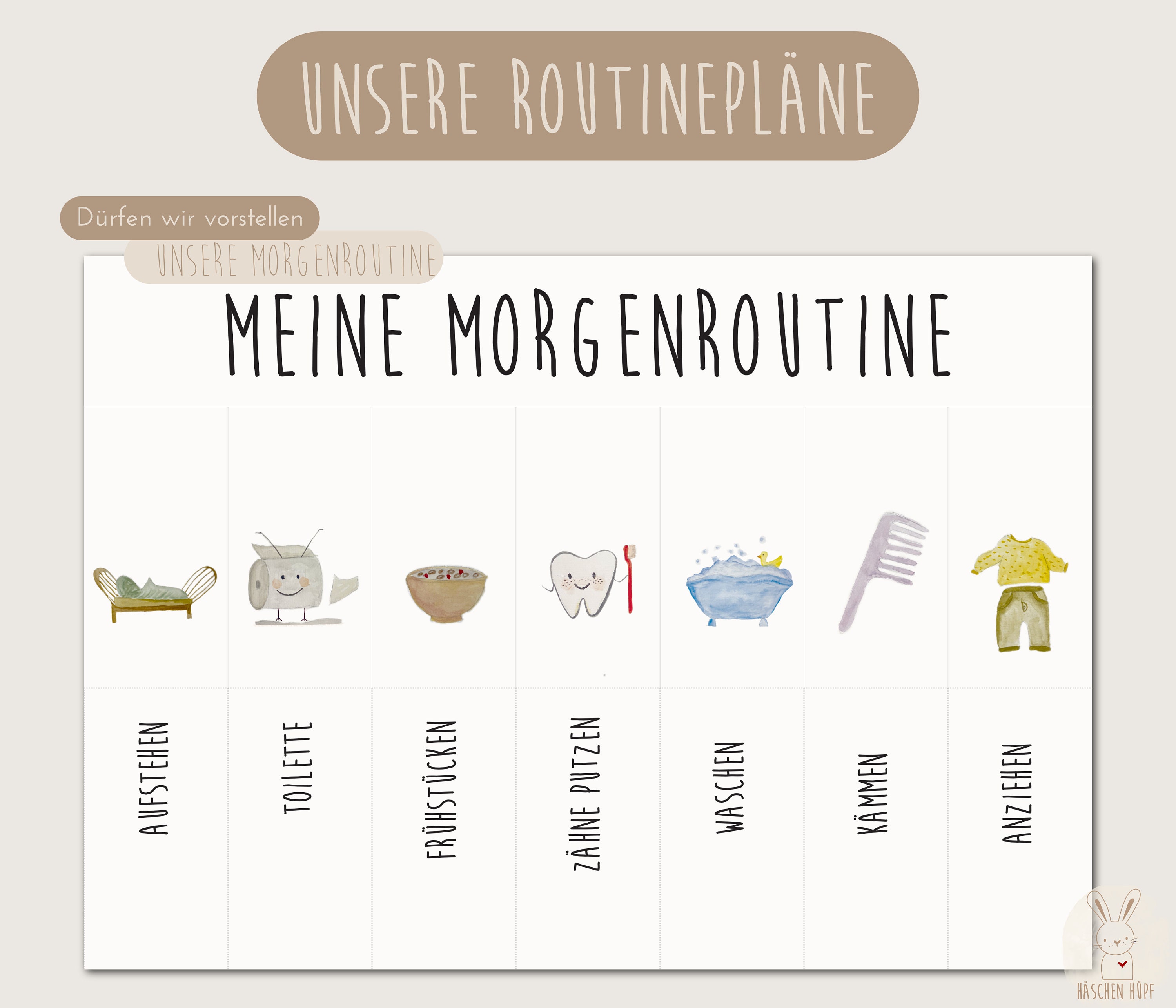 Morgenroutine Für Kinder Morgenplan Morgenritual Routineplan Aquarell ...