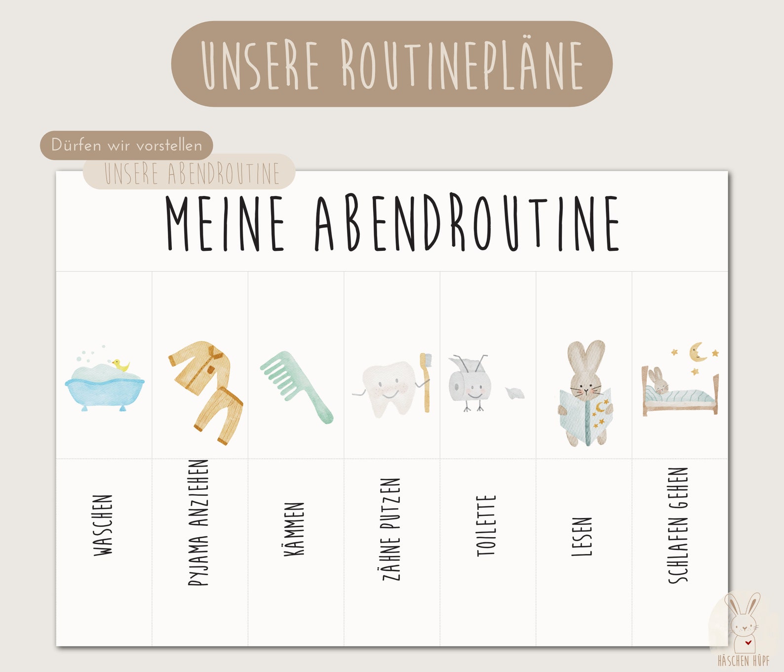 Abendroutine | Für Kinder | Abendplan | Abendritual | Routineplan ...