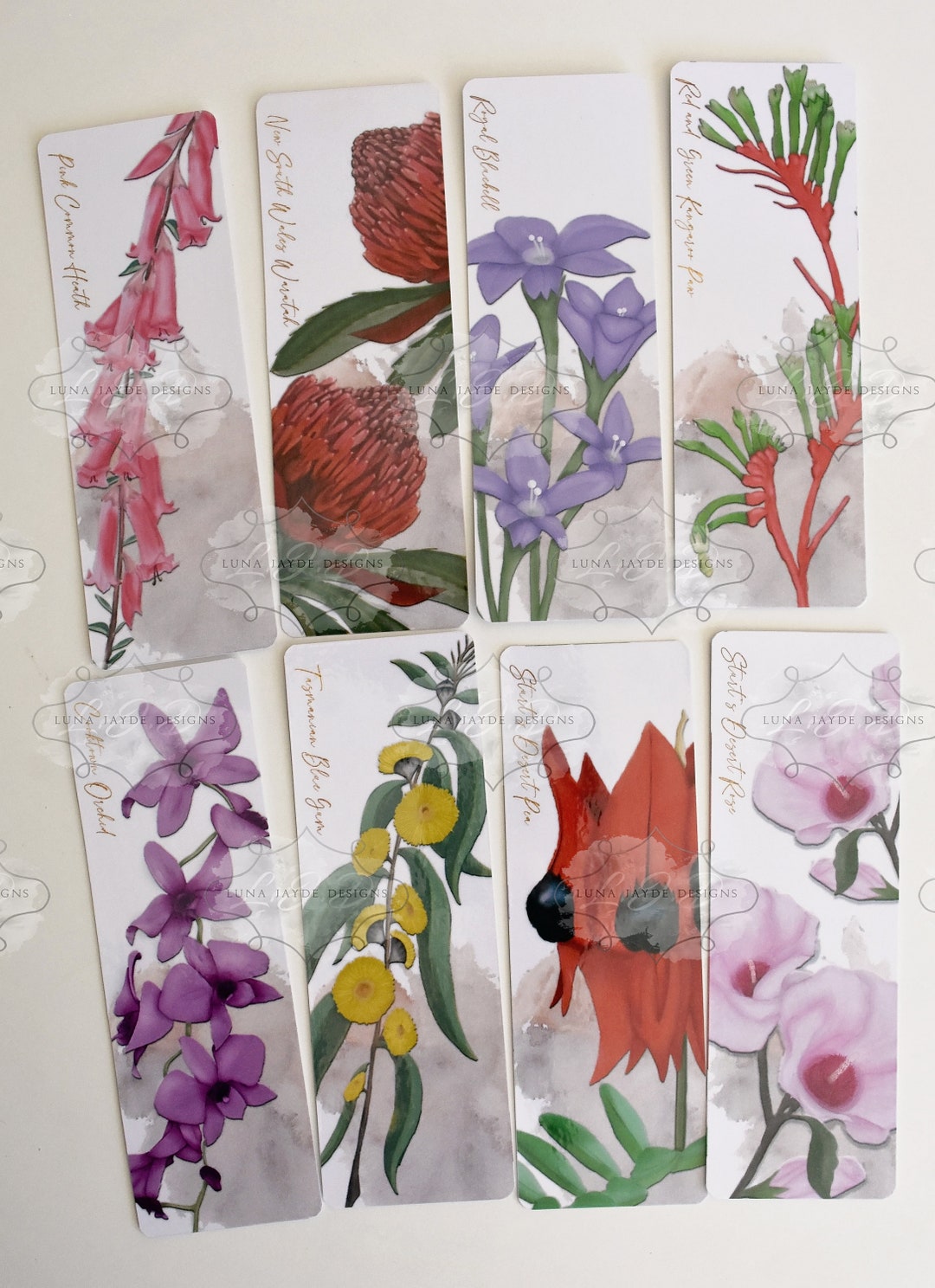 Australian Flower Bookmarks Emblems, Australia, Tassle, Orchid, Waratah ...