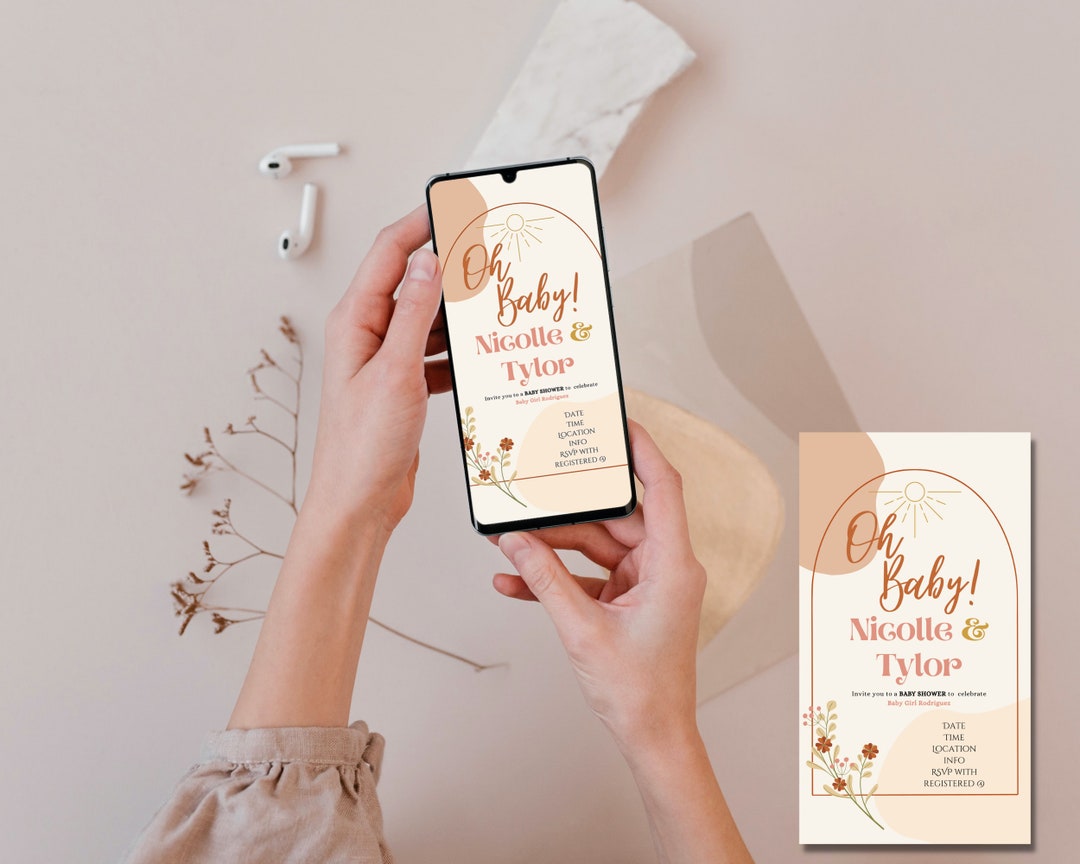 Boho Baby Shower Invites. Digital Download Invites. Bohemian - Etsy