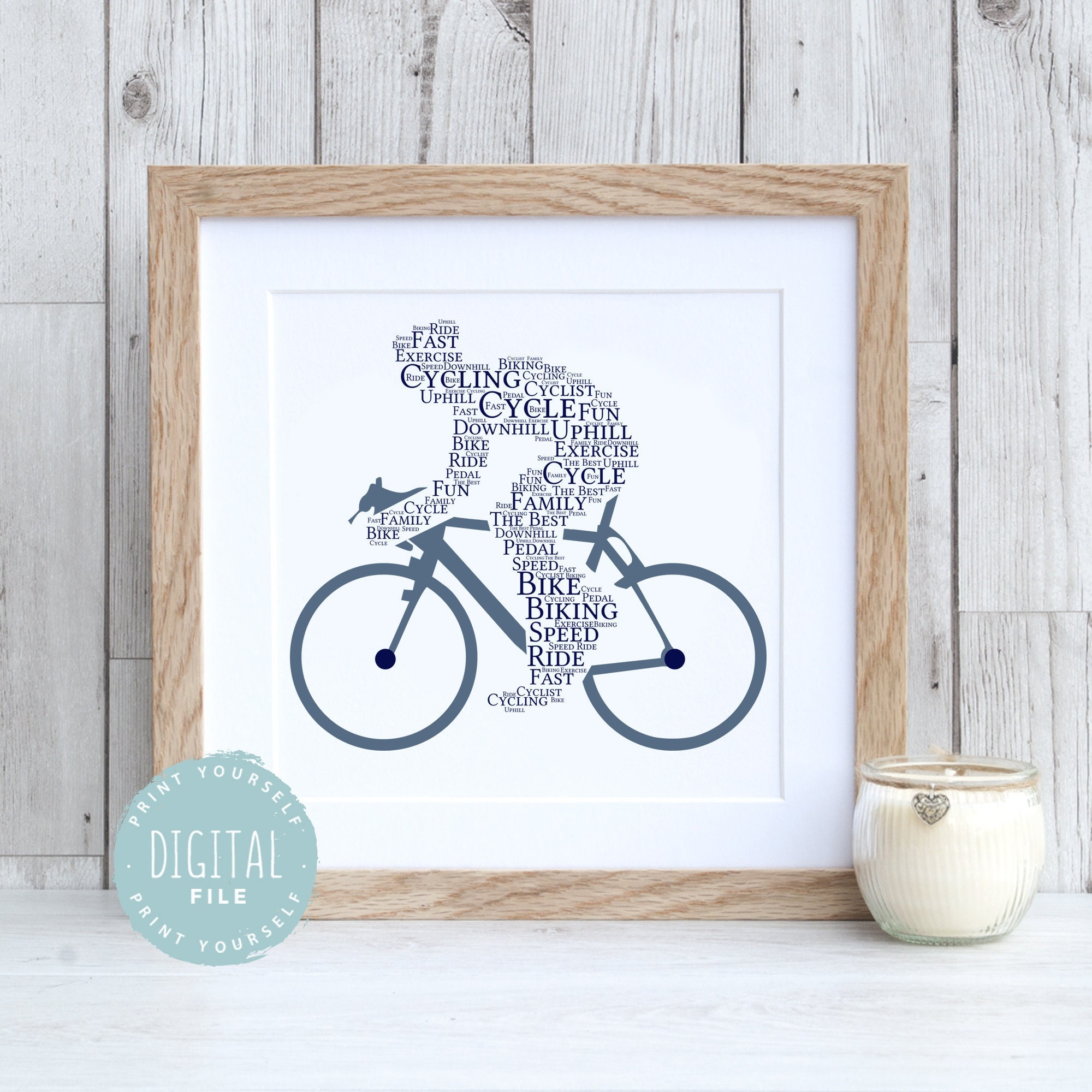 Cyclist Printable Instant Download Gift for Cyclist Bike Word Art ...