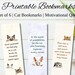Printable Cat Peeking Bookmarks, Set of 6, Motivational Quote Bookmarks ...