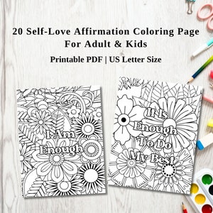 20 Affirmation Coloring Page, Adult Coloring, Kids Coloring ...