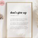 Don't Give up Definition Print, Funny Printable Wall Art, Mental Health ...