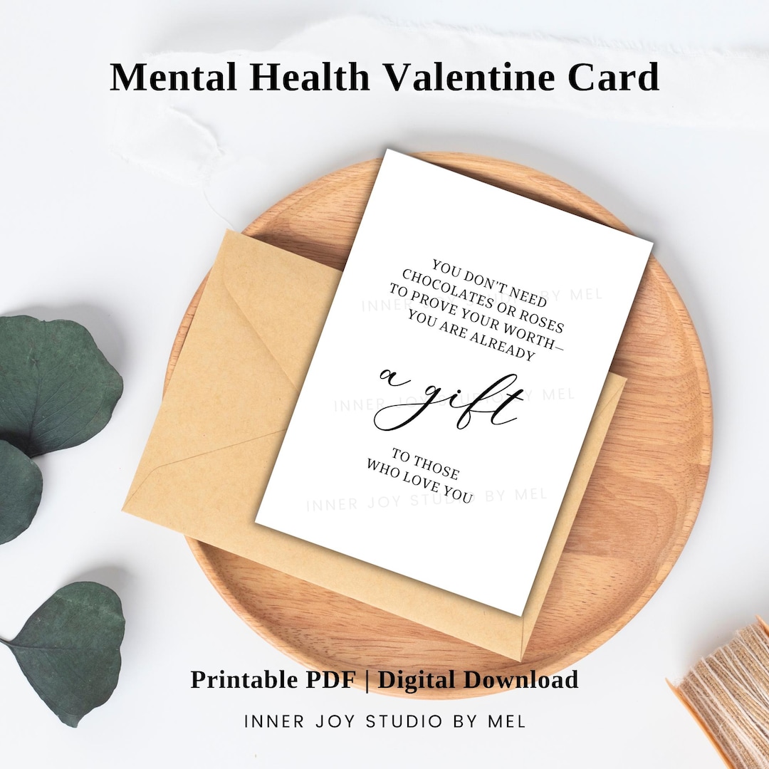 Mental Health Valentine Card, Printable Encouraging Greeting Card, Gift ...