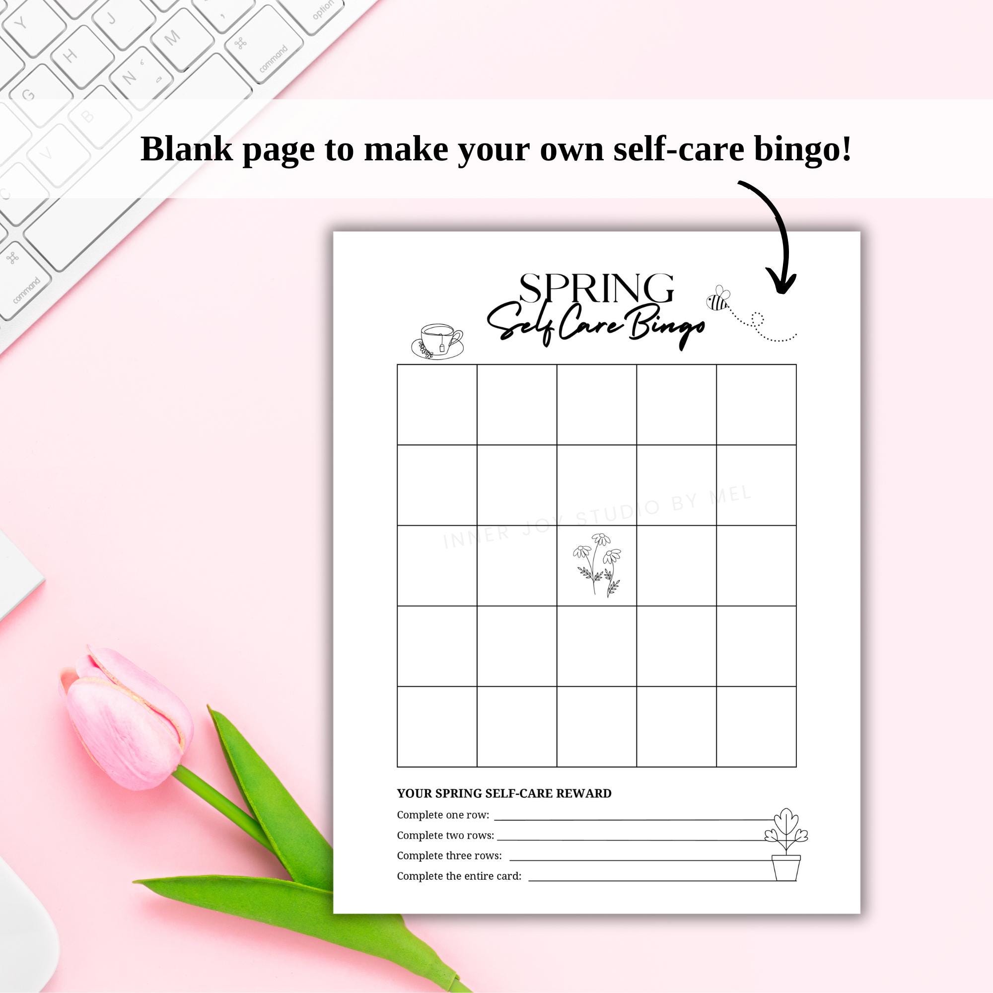 Printable Spring Self Care Bingo Challenge, Mental Health Game ...