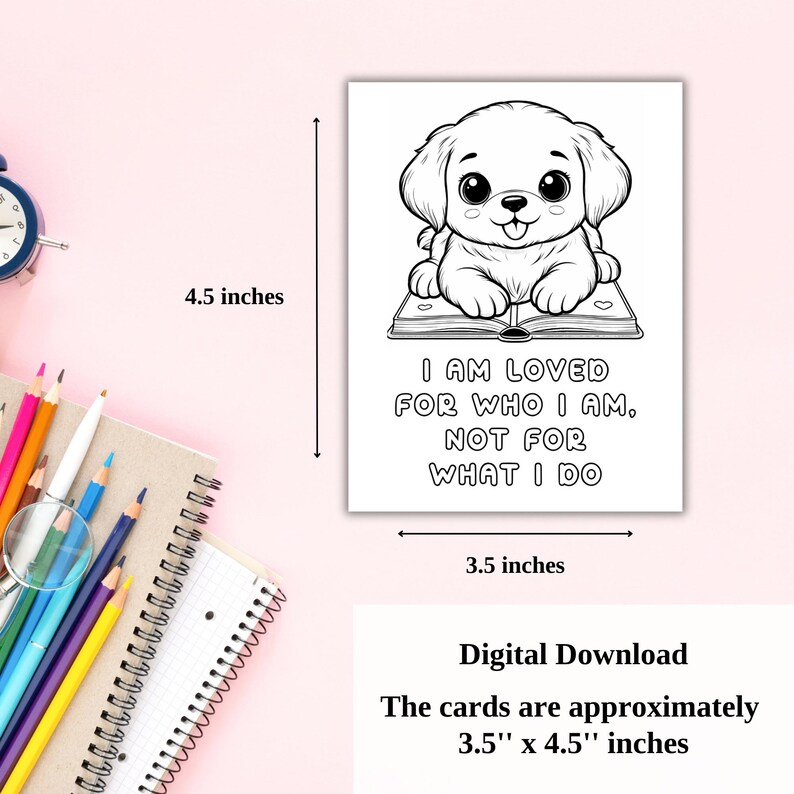Printable Affirmation Cards for Kids, Motivational Coloring Cards ...