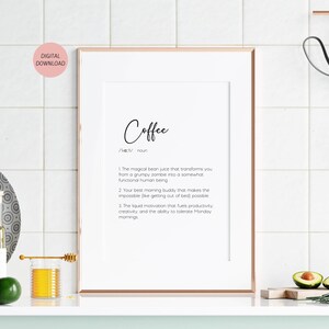 Coffee Definition Print, Funny Printable Wall Art, Kitchen Art Poster ...