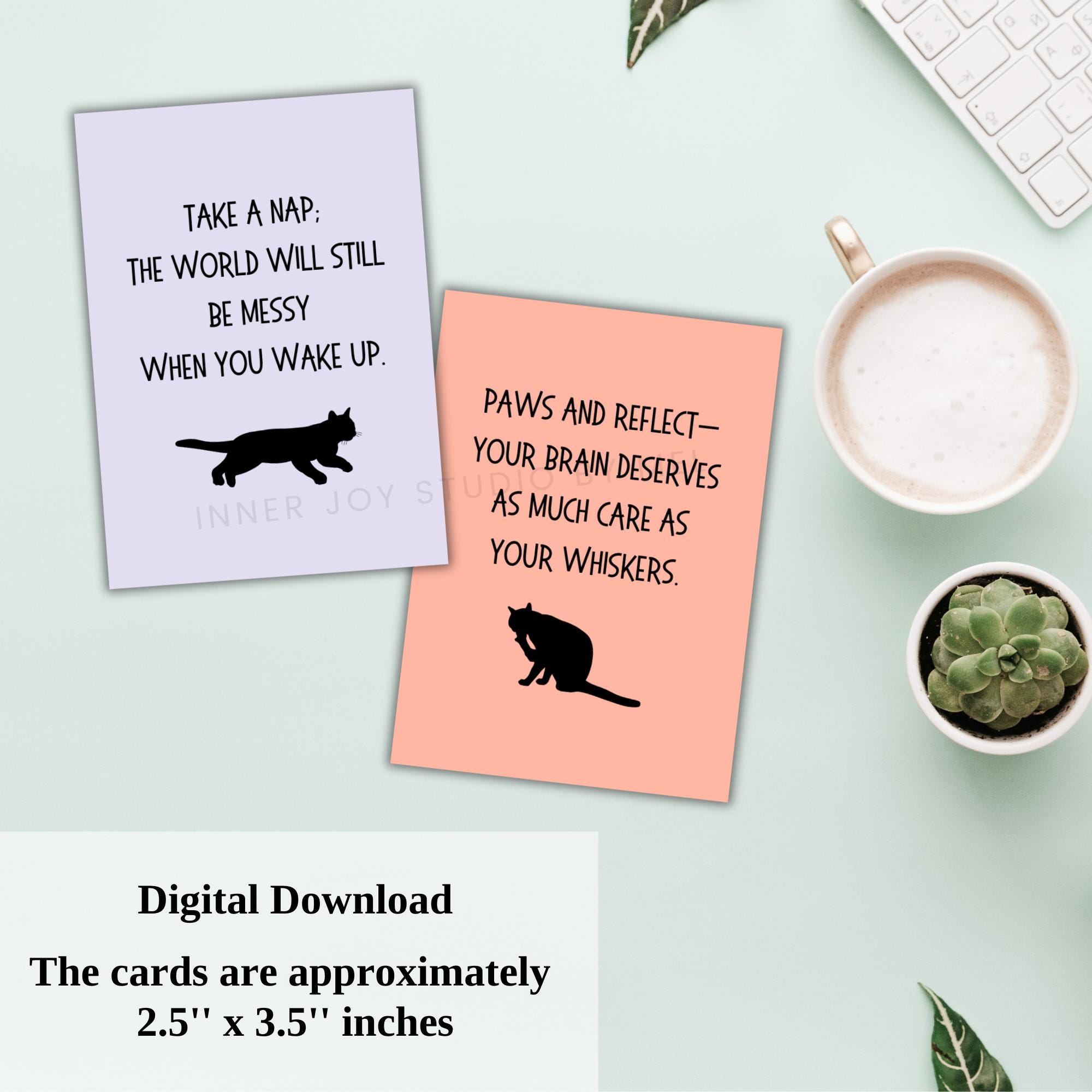 Printable Funny Cat Affirmation Cards for Self Love, Motivational Quote ...