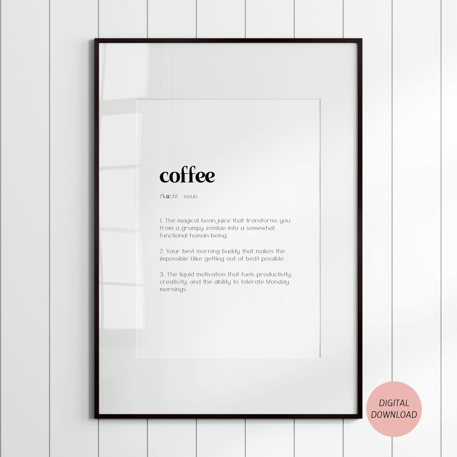 Coffee Definition Print, Funny Printable Wall Art, Kitchen Art Poster ...