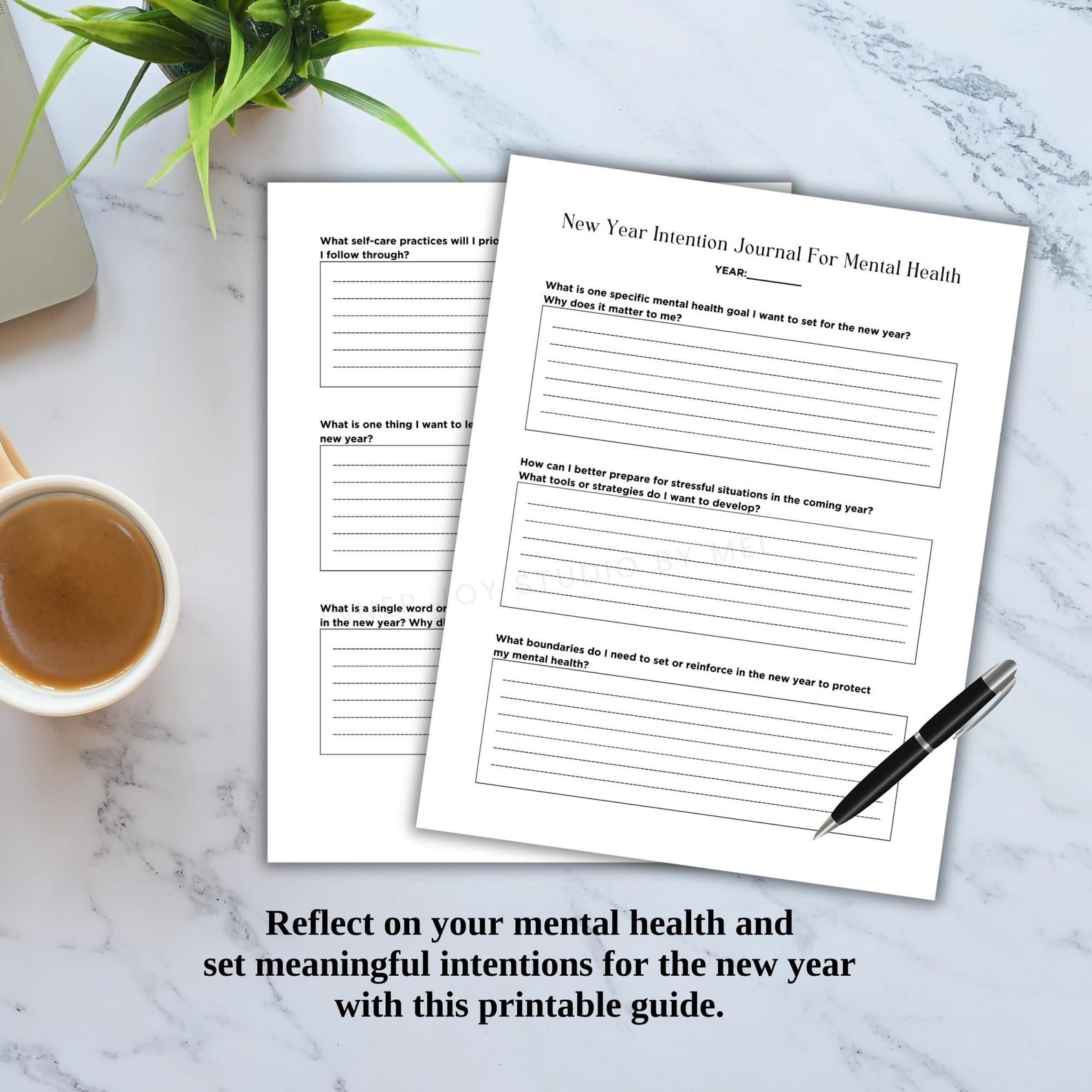 Printable End of Year Mental Health Reflection Journal, New Year ...