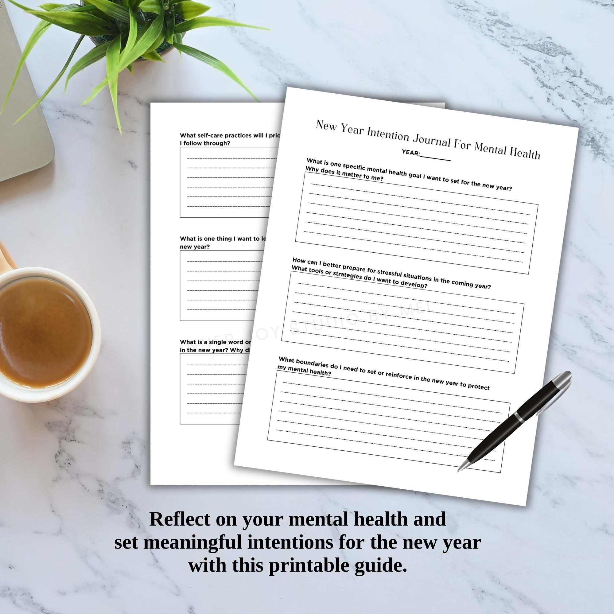 Printable End of Year Mental Health Reflection Journal, New Year ...