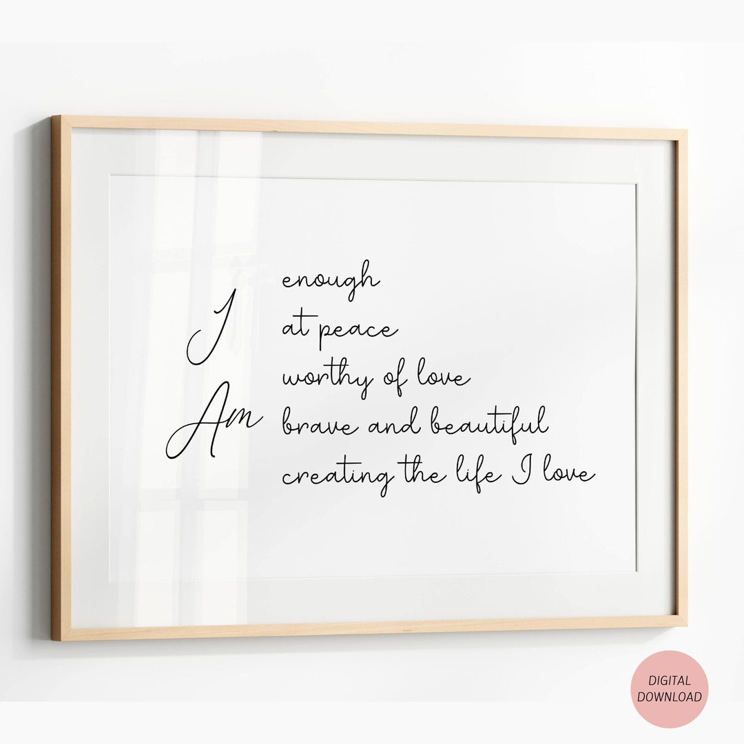 Printable Daily Affirmations Wall Art for Self Love, Inspirational ...
