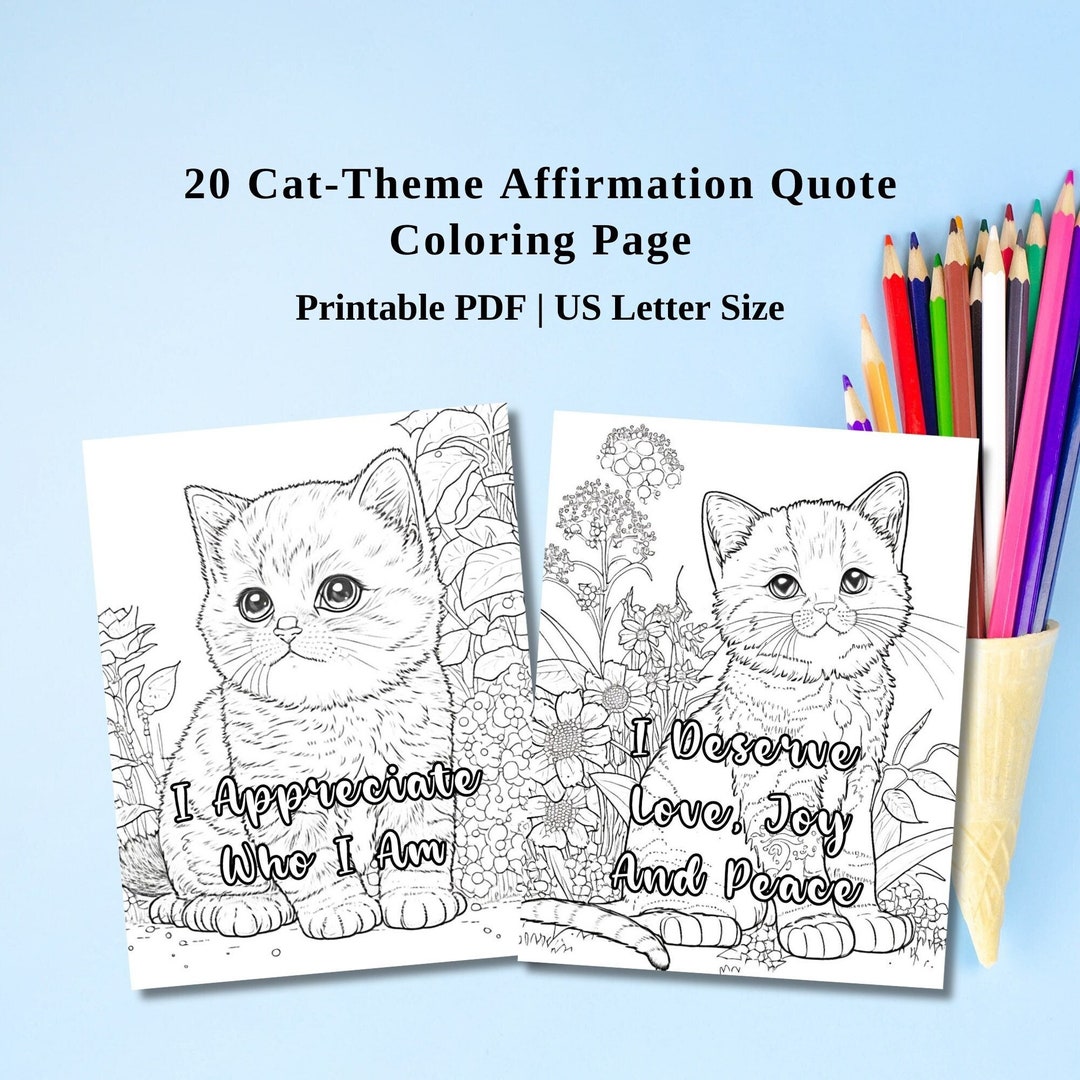 Printable Coloring Pages for Adults & Kids, Cat Coloring Poster ...