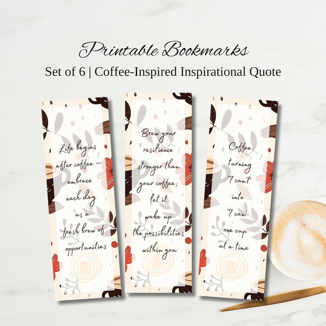 Printable Coffee Bookmarks for Book Lovers, Coffee-inspired ...