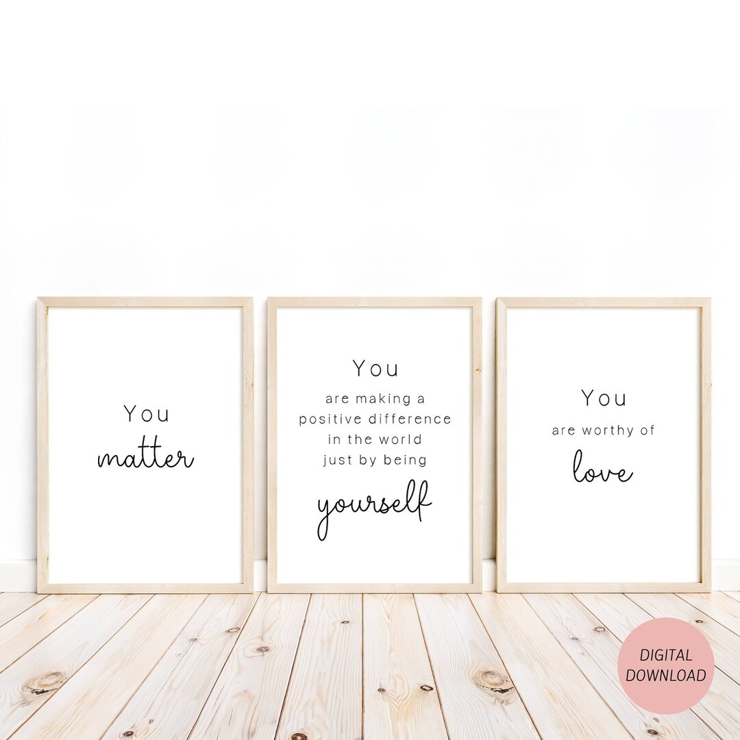 Printable Self Love Wall Art, Inspirational Quotes for Mental Health ...