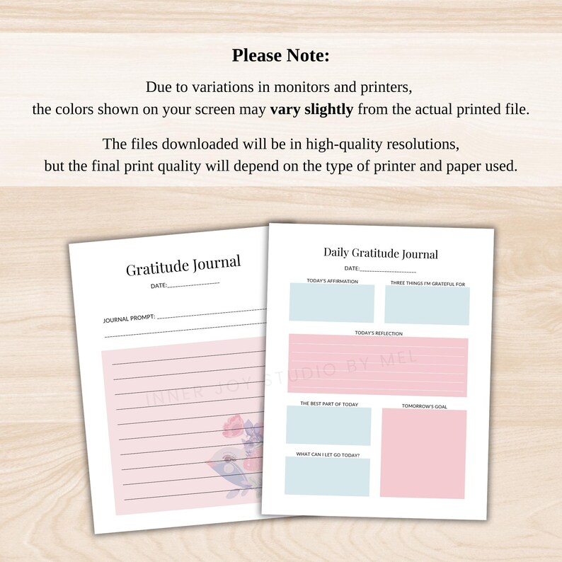 Printable Daily Gratitude Journal for Mindfulness, Self Care Worksheet ...