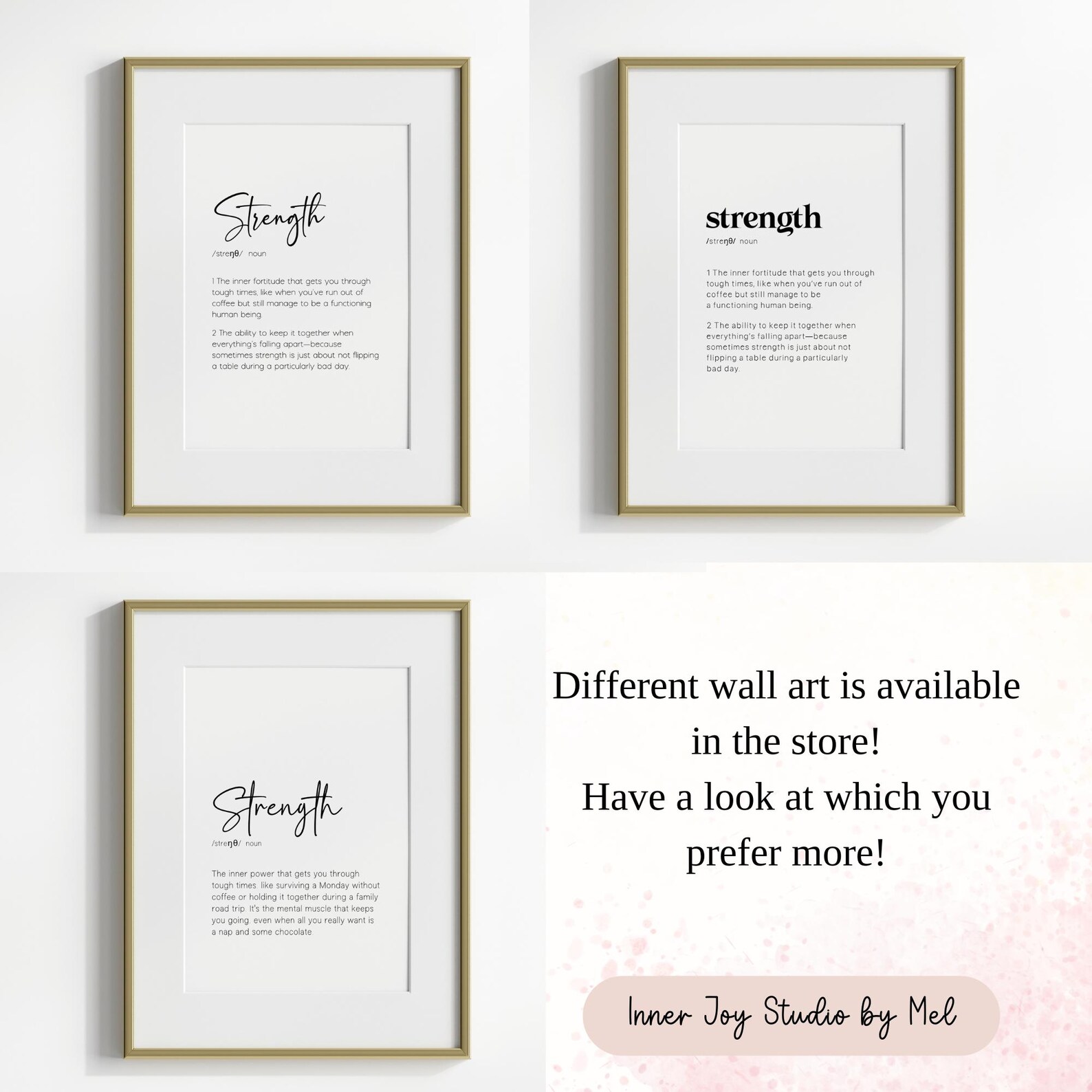 Strength Definition, Printable Funny Wall Art, Motivational Poster for ...