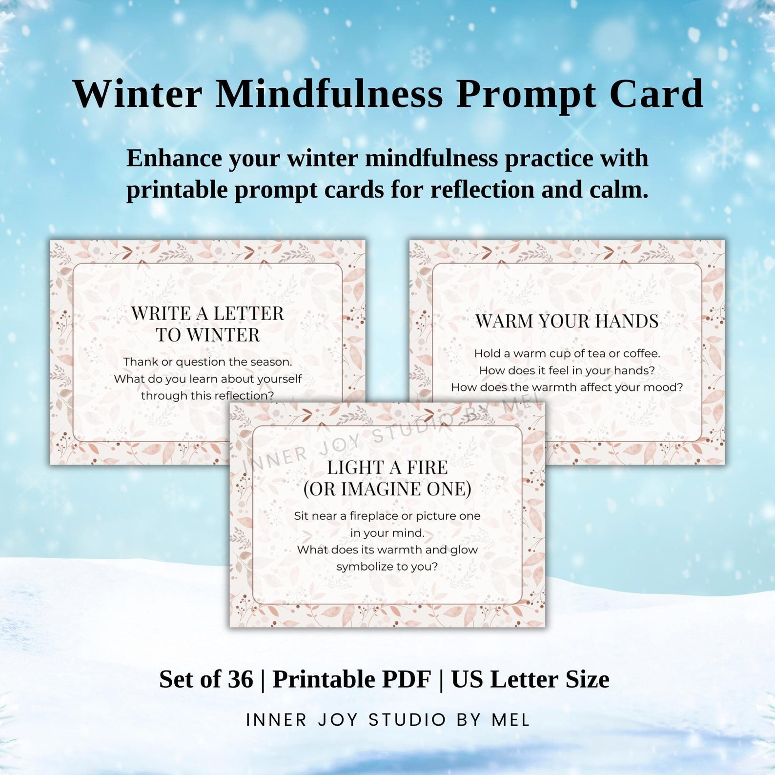 Printable Winter Mindfulness Prompt Card, Self Care Activity, Mental ...