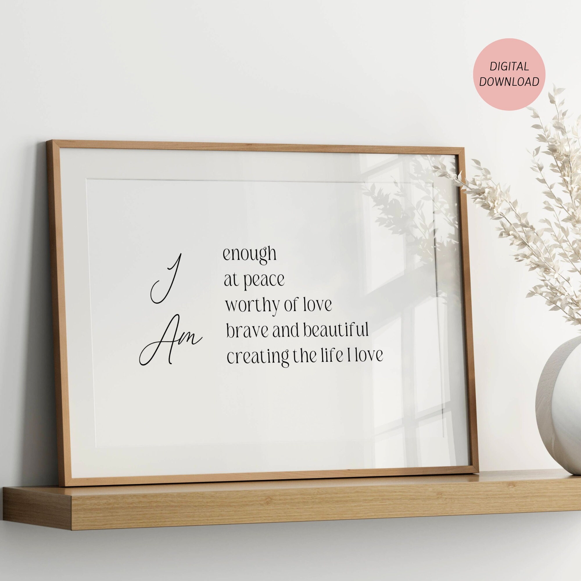 Positive Affirmations Wall Art for Self Love, Printable Motivational ...