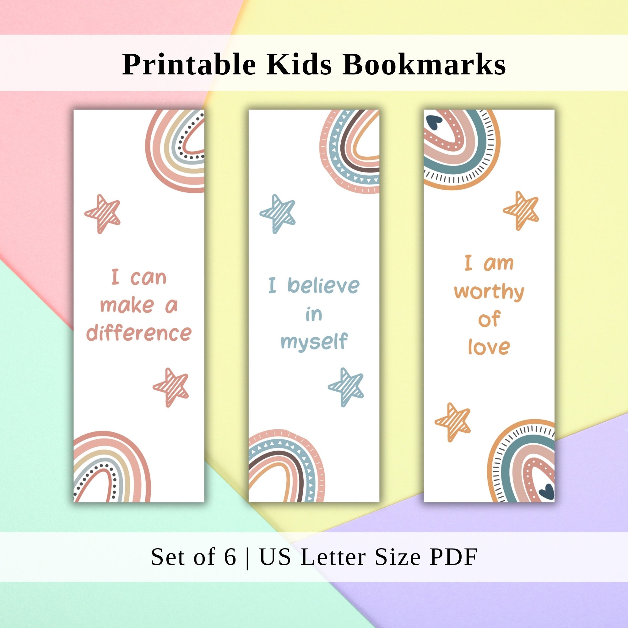 Printable Cute Bookmarks for Kids, Affirmation Quote Bookmarks, Book ...
