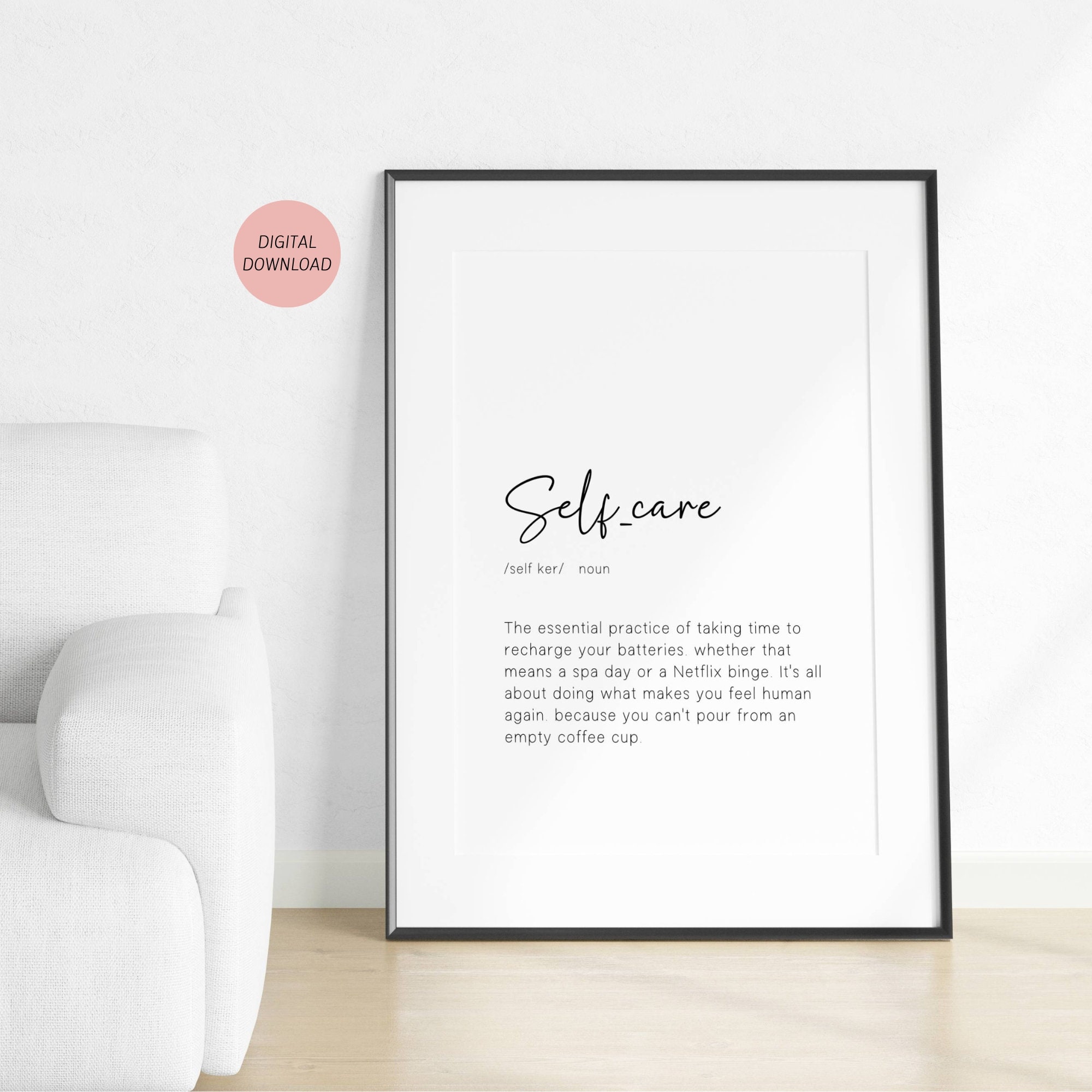 Self Care Definition Print, Printable Funny Wall Art, Mental Health ...