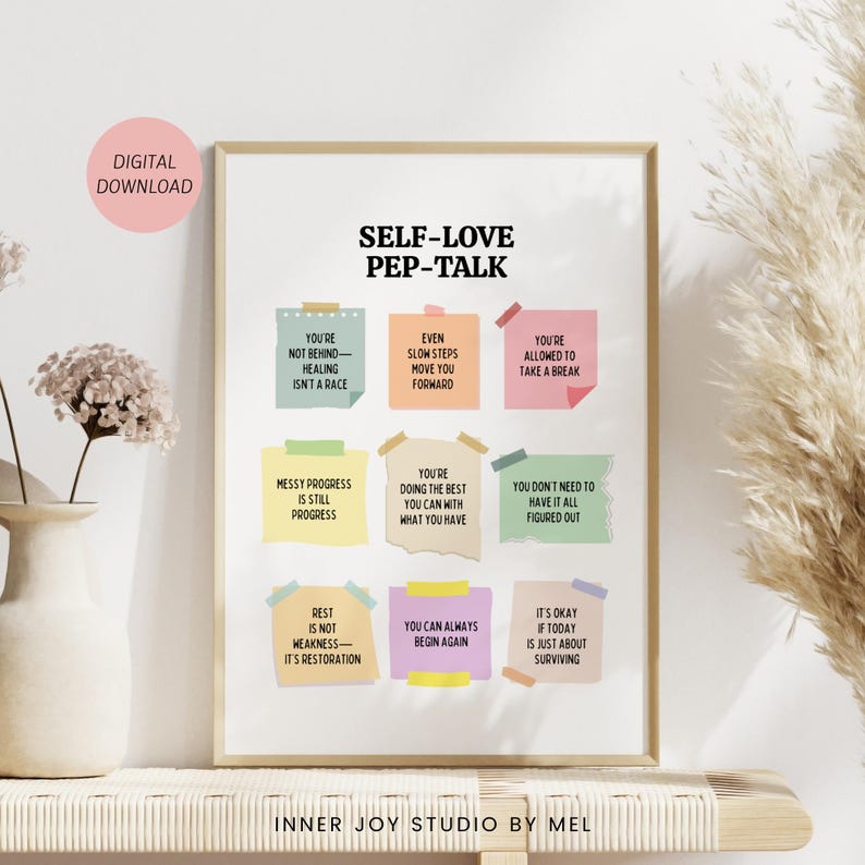 Printable Self Love Affirmation Wall Art, Mental Health Poster for Self ...