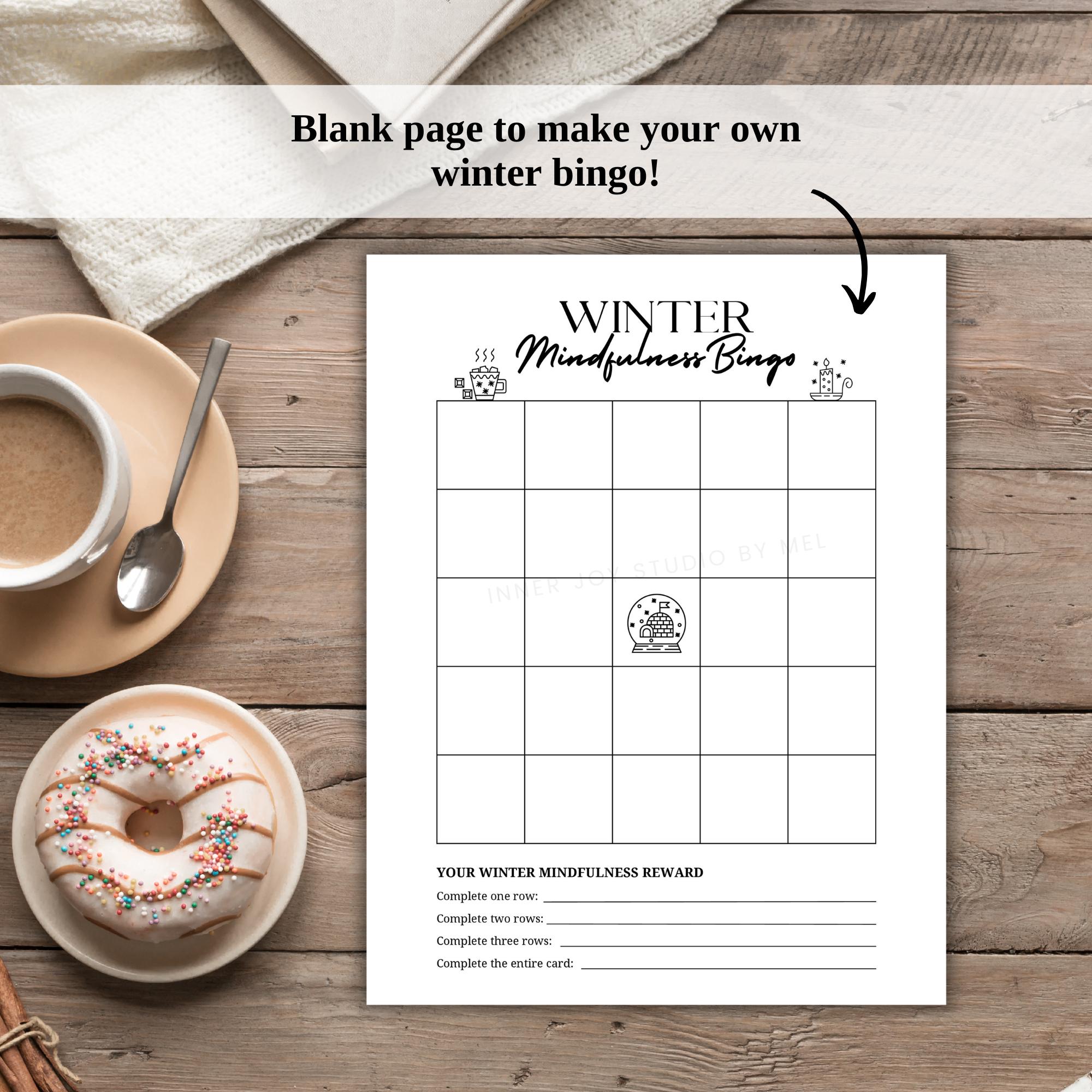 Printable Winter Mindfulness Bingo Challenge, Self Care Activity ...