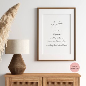 Daily Affirmations for Self Love, Printable Wall Art for Mental Health ...