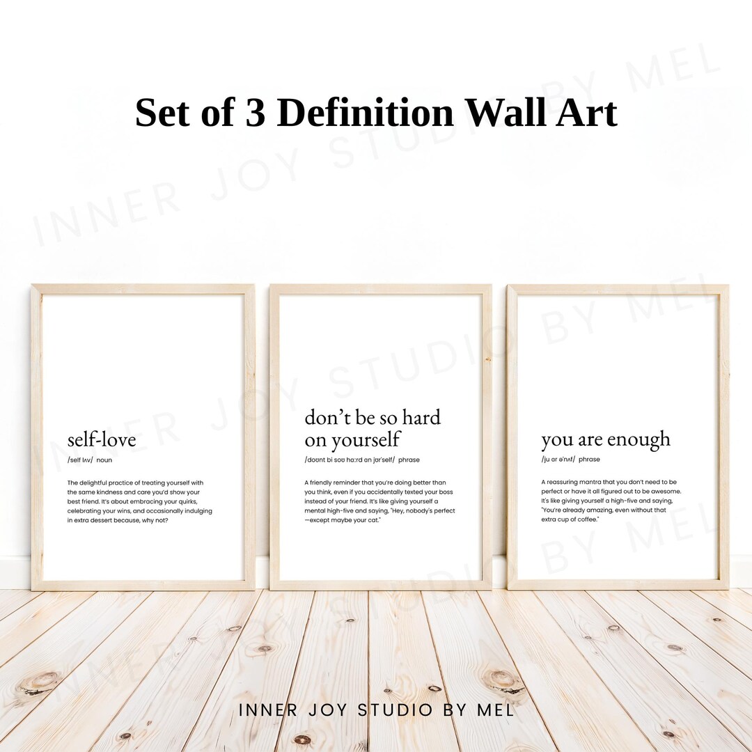 Set of 3 Funny Definition Wall Art for Self Love, Printable ...