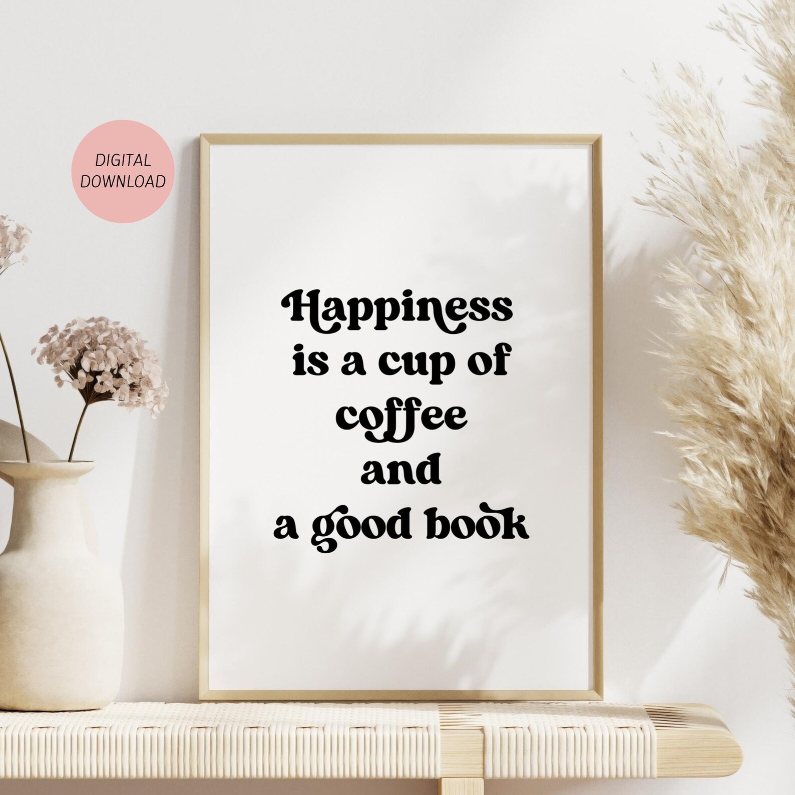 Printable Bookish Wall Art, Coffee Poster, Inspirational Quote, Reading ...