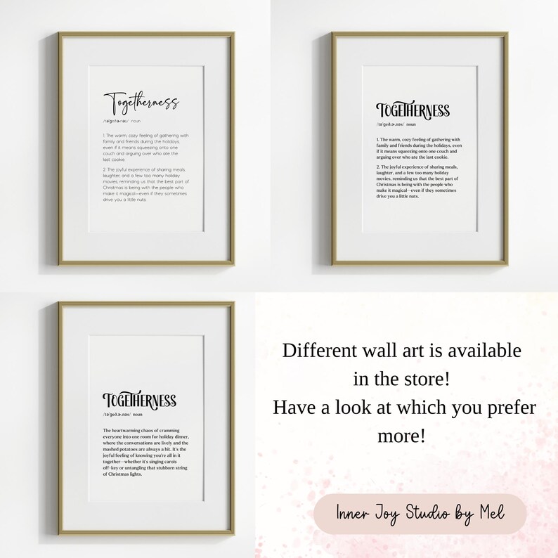 Togetherness Definition Print, Funny Christmas Wall Art, Holiday Decor ...
