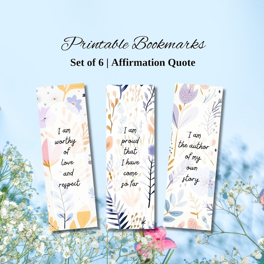Printable Cute Bookmarks for Women, Affirmation Quote Bookmarks, Book ...