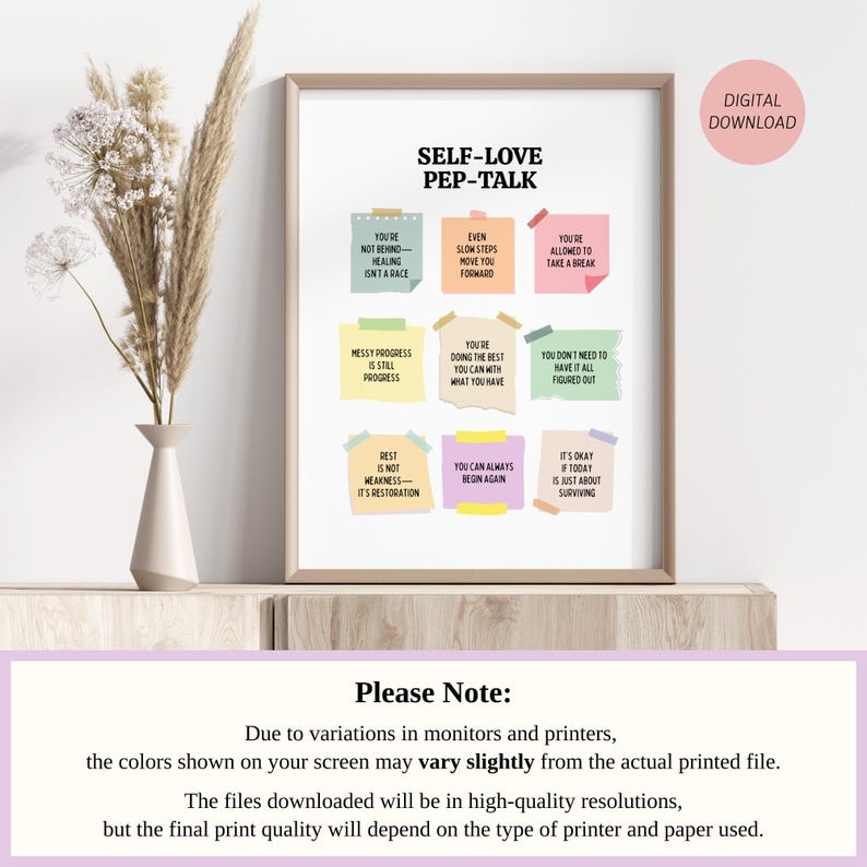 Printable Self Love Affirmation Wall Art, Mental Health Poster for Self ...