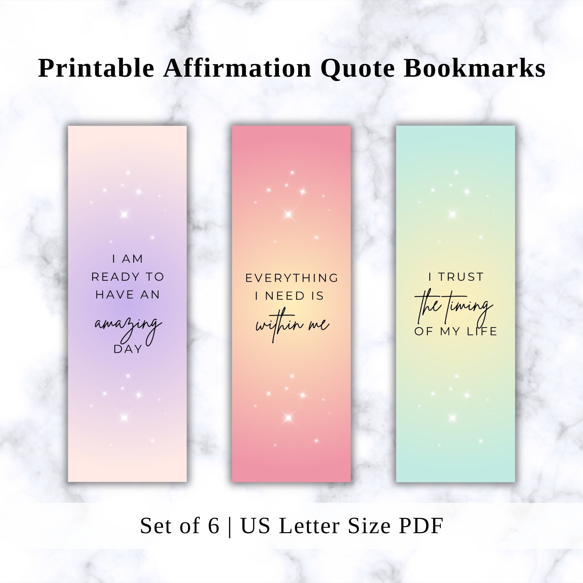 Printable Cute Bookmarks for Self Love, Positive Affirmation Quotes for ...