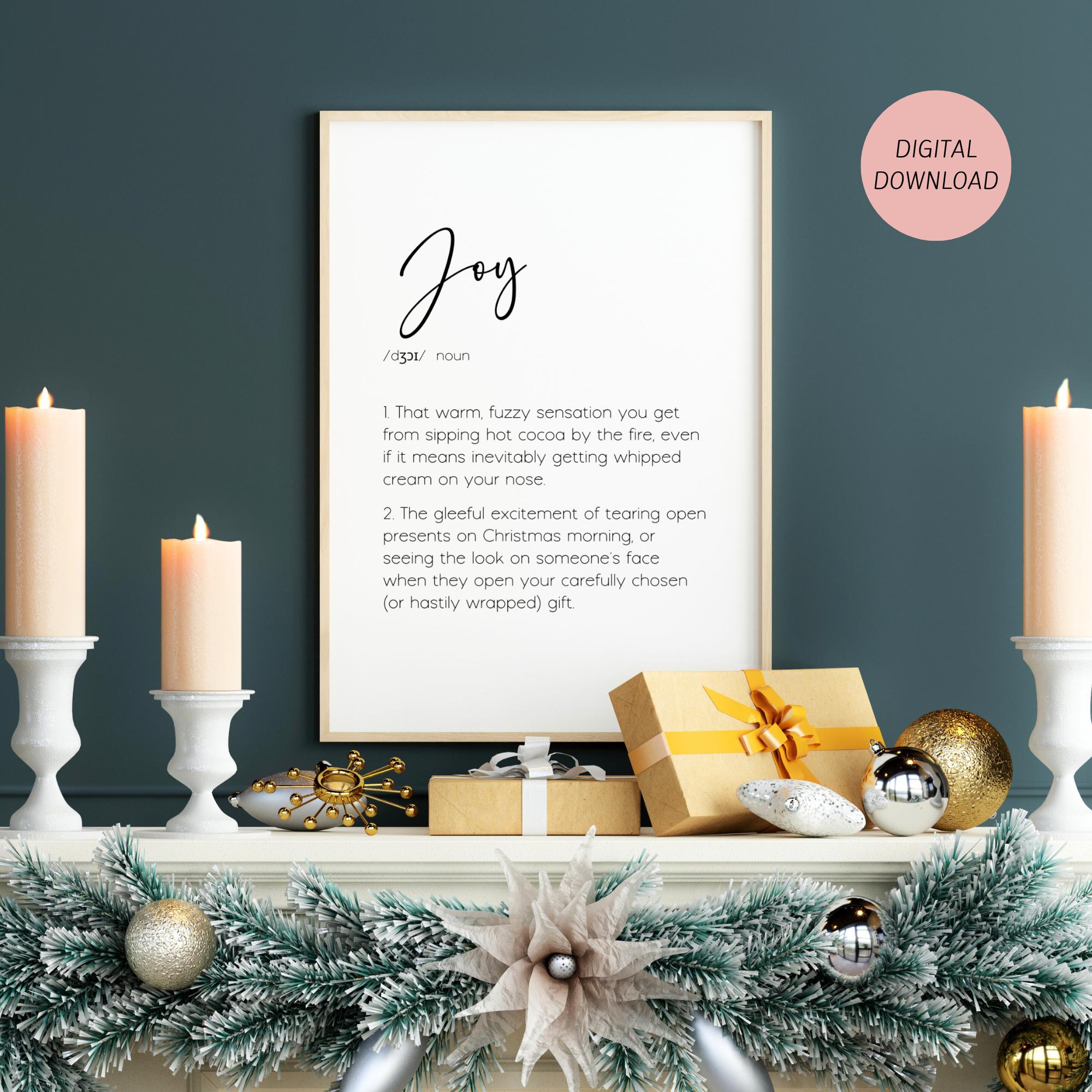Joy Definition Print, Funny Printable Christmas Wall Art, Apartment ...