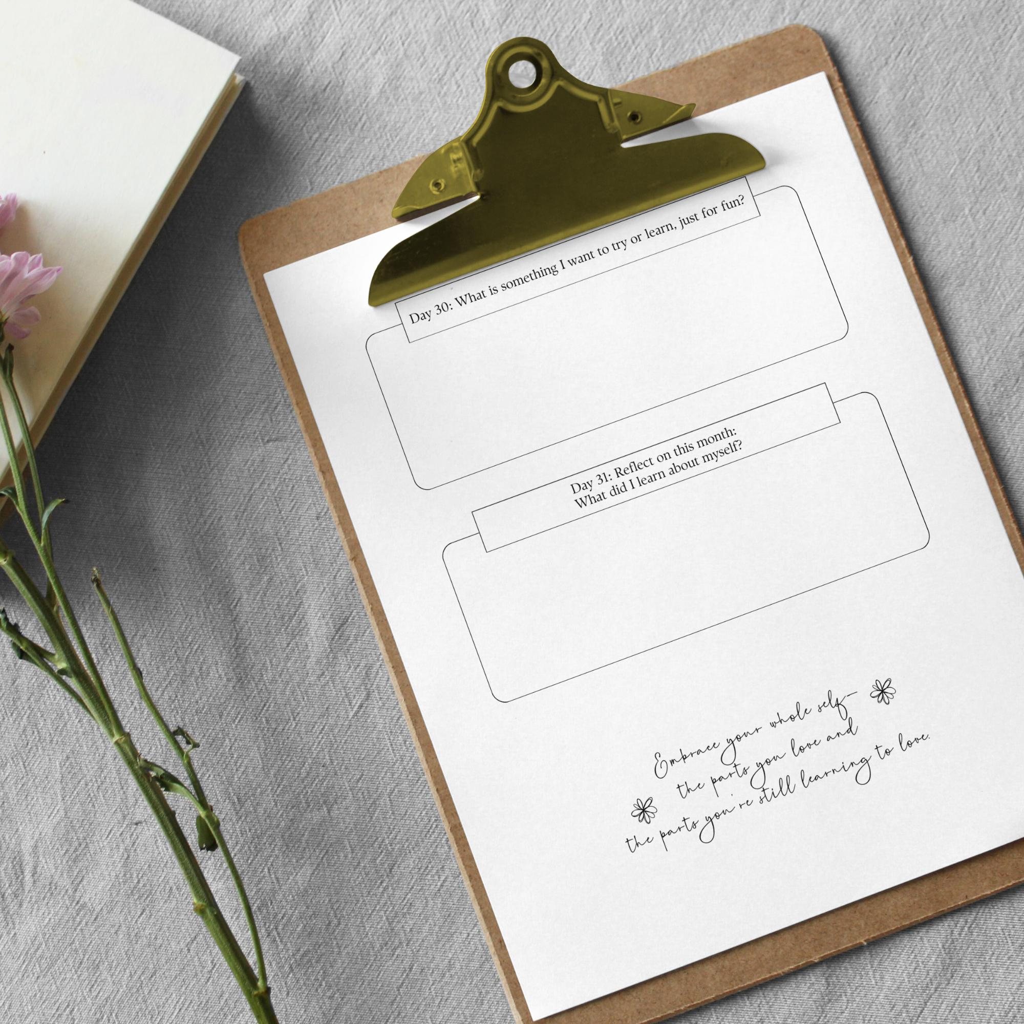 Printable Self Love Journal, Mental Health Worksheet for Mindfulness ...