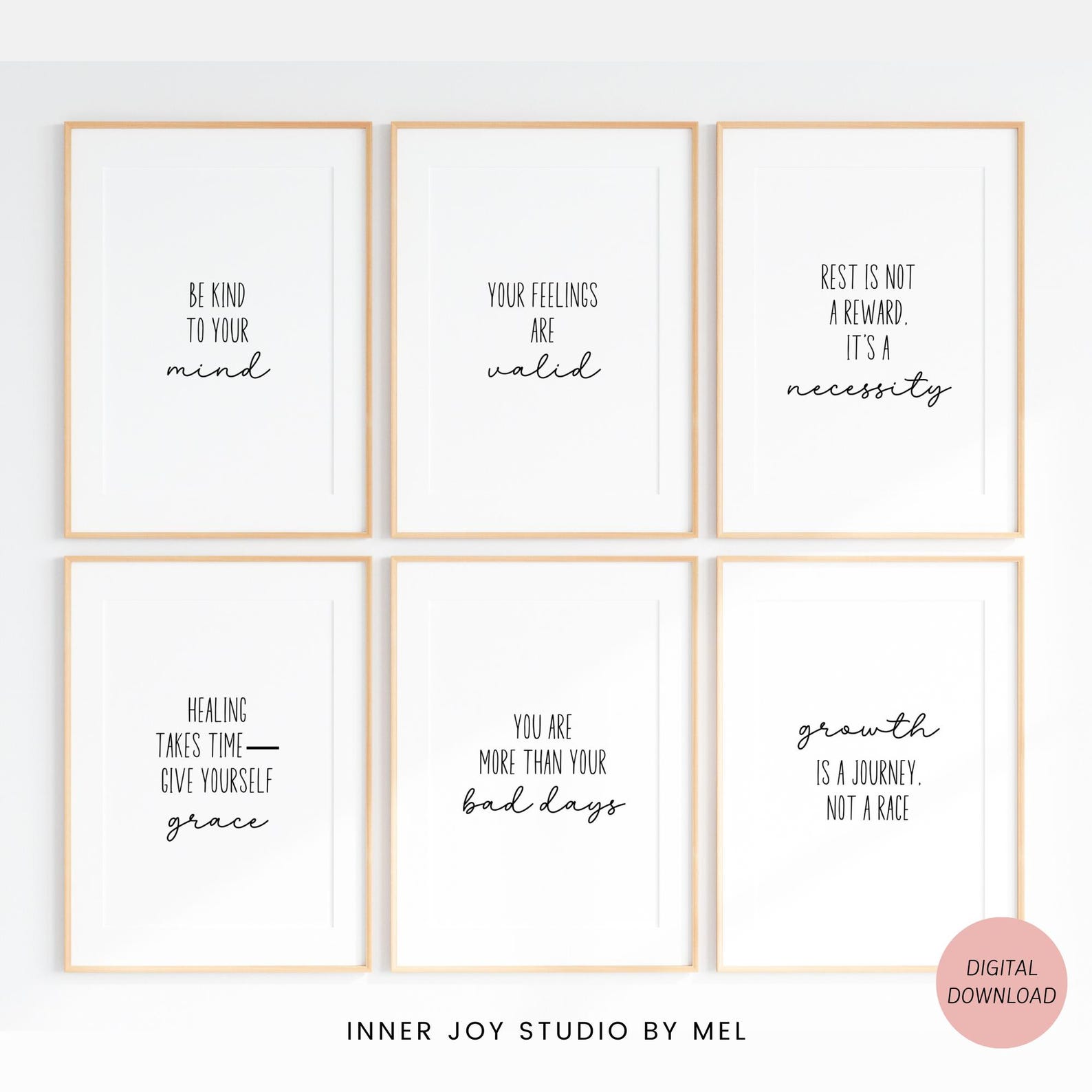 Set of 6 Printable Mental Health Poster, Affirmation Wall Art for Self ...
