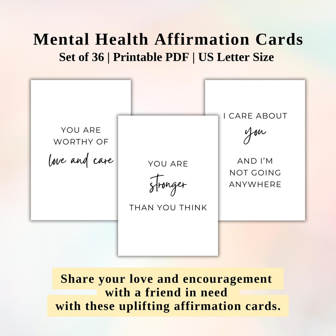 Printable Daily Affirmation Cards for Mental Health, Inspirational ...