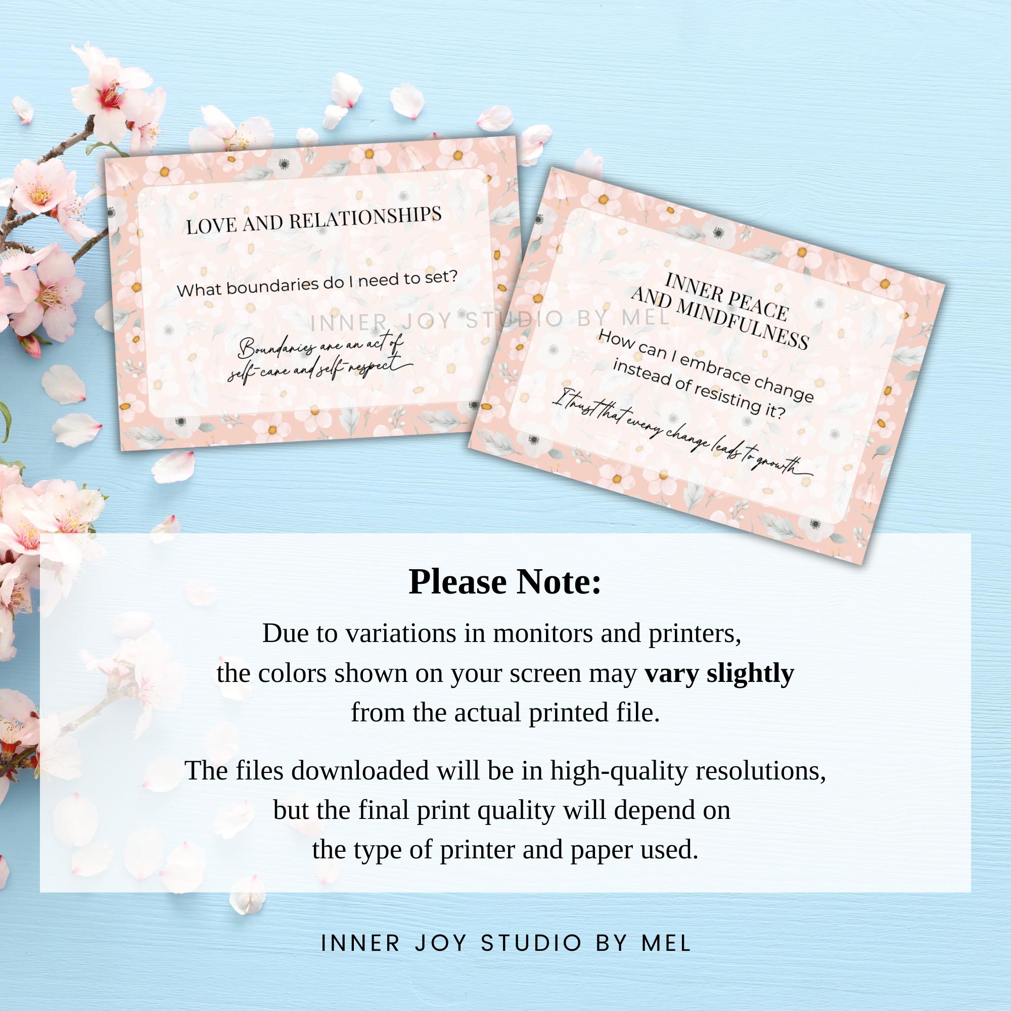 Printable Positive Affirmation Prompt Cards, Self Love Quote, Mental ...